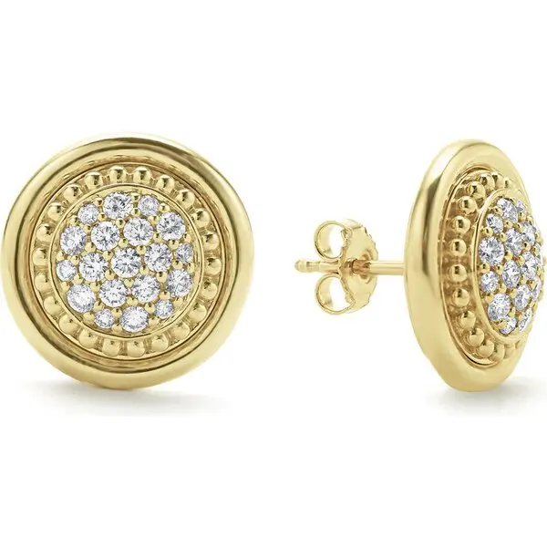 Lagos Meridan Pavé Diamond Stud Earrings - Gold