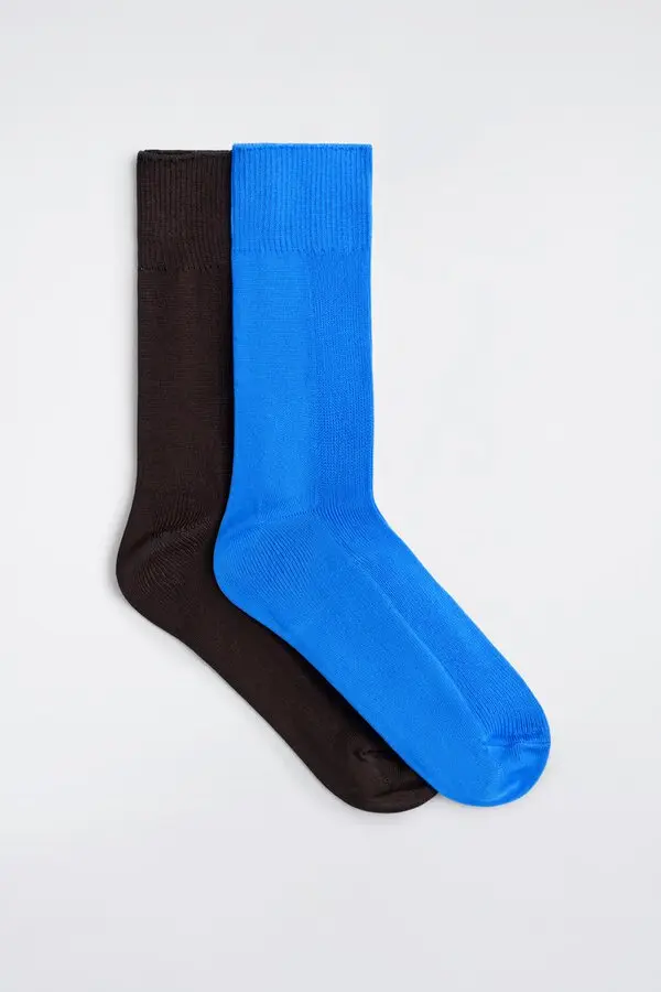 Cos 2-pack Ribbed Ankle Socks - Blue