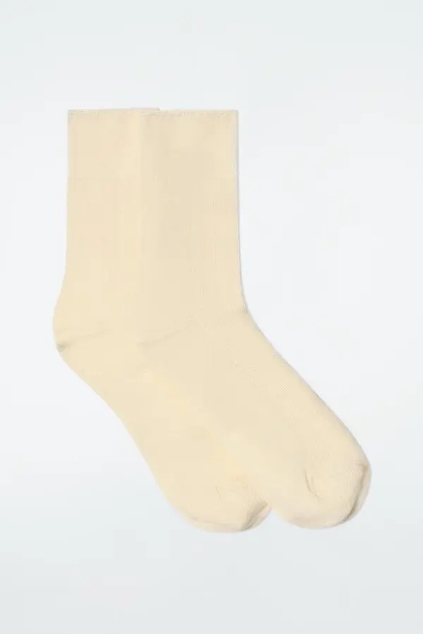 Cos 2-pack Ribbed Ankle Socks - White