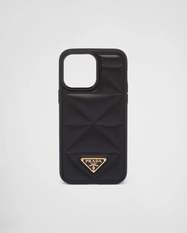 Prada Leather Cover For Iphone 14 Pro Max - Black | Editorialist