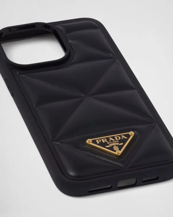 Prada Leather Cover For Iphone 14 Pro Max - Black | Editorialist