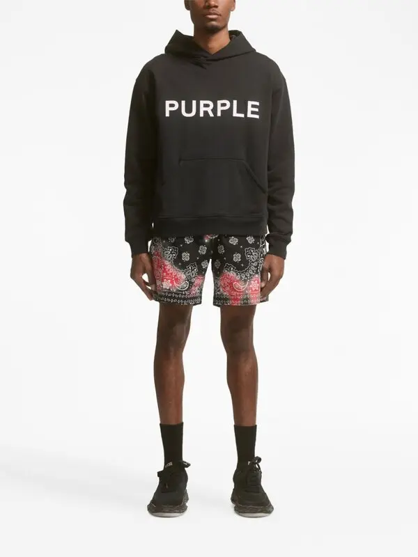 PURPLE BRAND Paisley-print Bleached Shorts