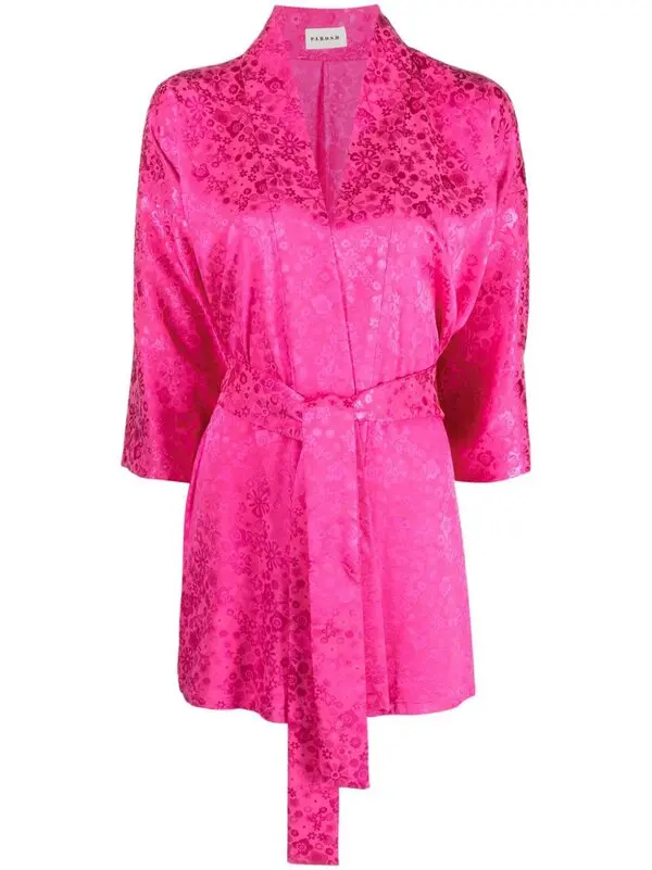 P.a.r.o.s.h Floral-jacquard Tie-waist Jacket
