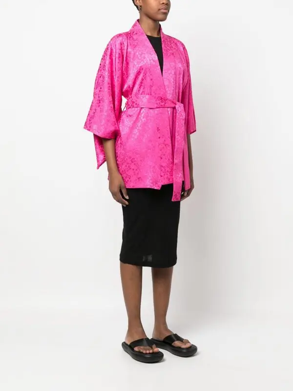 P.a.r.o.s.h Floral-jacquard Tie-waist Jacket