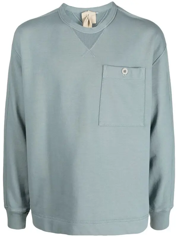 TEN C Cotton Sweatshirt With Logo Patch - Grey