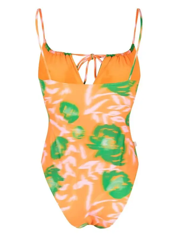 GANNI One-piece Swimsuit With Watercolor Floral Print