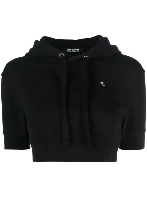 Raf Simons Cropped Short-sleeve Hoodie - Black