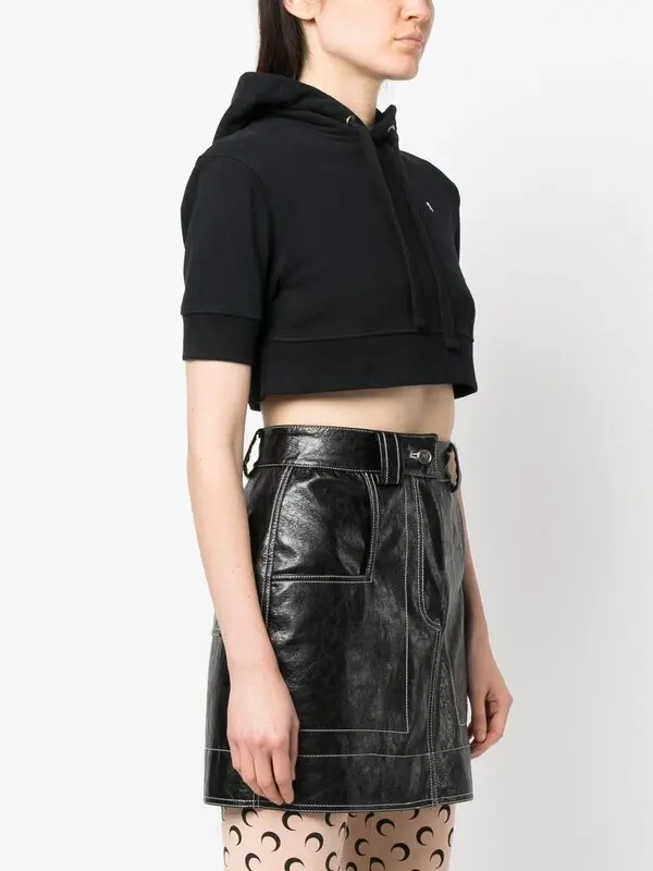 Raf Simons Cropped Short-sleeve Hoodie - Black