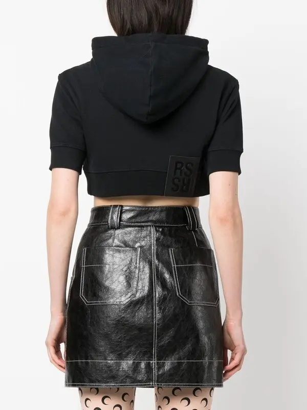 Raf Simons Cropped Short-sleeve Hoodie - Black