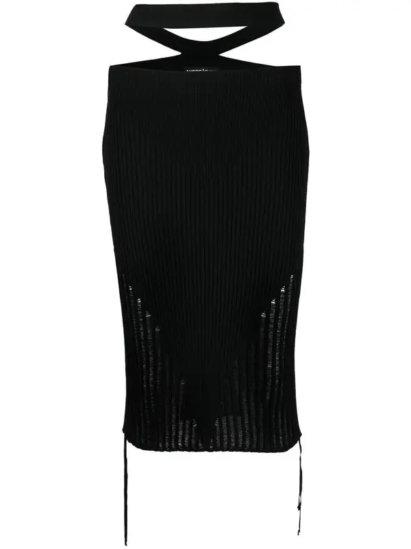 ANDREĀDAMO Ribbed-knit Pencil Skirt - Black