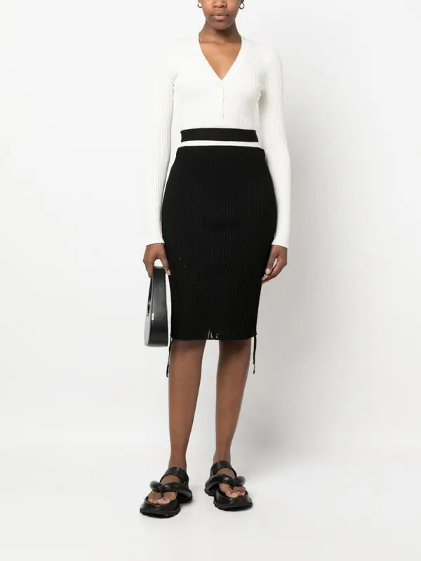 ANDREĀDAMO Ribbed-knit Pencil Skirt - Black