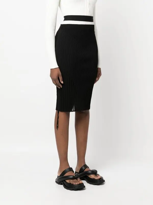 ANDREĀDAMO Ribbed-knit Pencil Skirt - Black