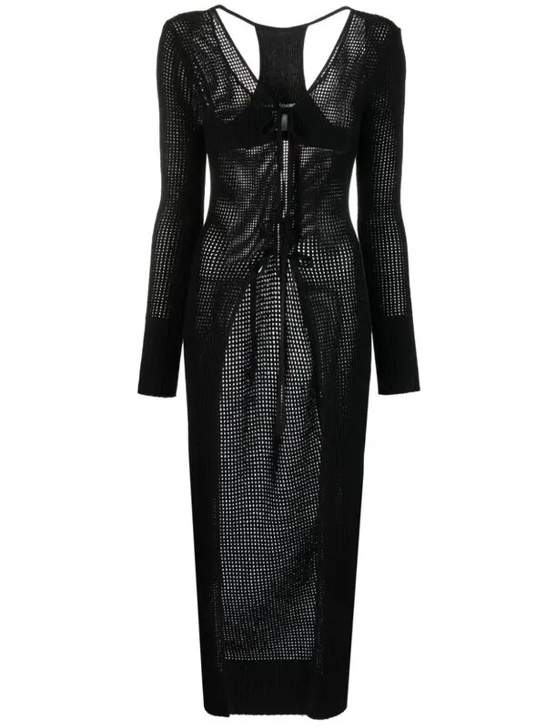 ANDREĀDAMO Semi-sheer Knitted Cardigan - Black