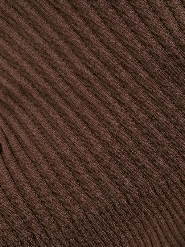 ANDREĀDAMO Halterneck Ribbed-knit Bodysuit - Brown
