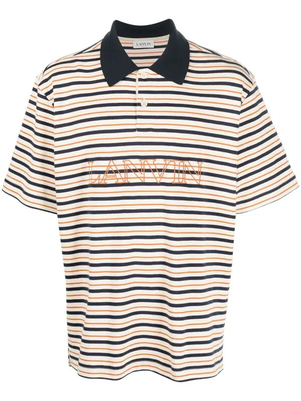 LANVIN Logo-embroidered Striped Polo Shirt