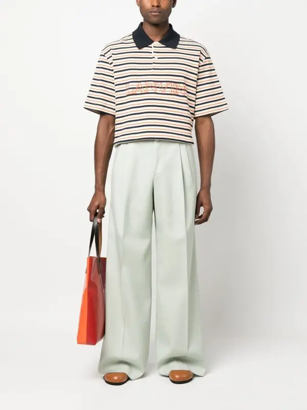LANVIN Logo-embroidered Striped Polo Shirt