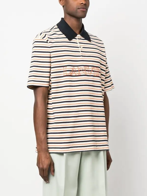 LANVIN Logo-embroidered Striped Polo Shirt