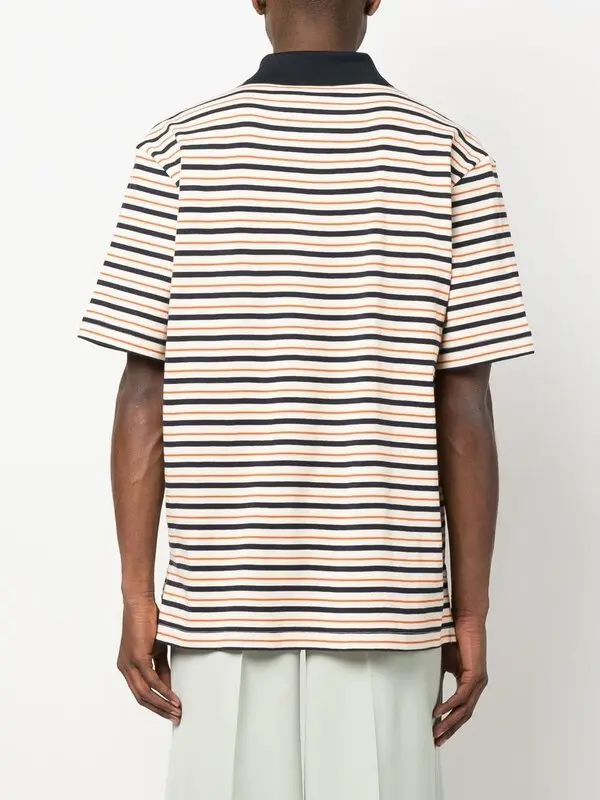 LANVIN Logo-embroidered Striped Polo Shirt