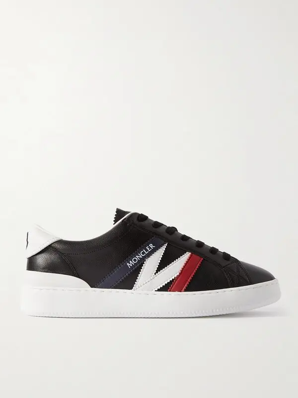 Moncler Monaco M Striped Leather Sneakers