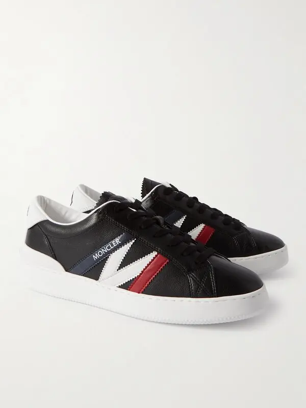 Moncler Monaco M Striped Leather Sneakers