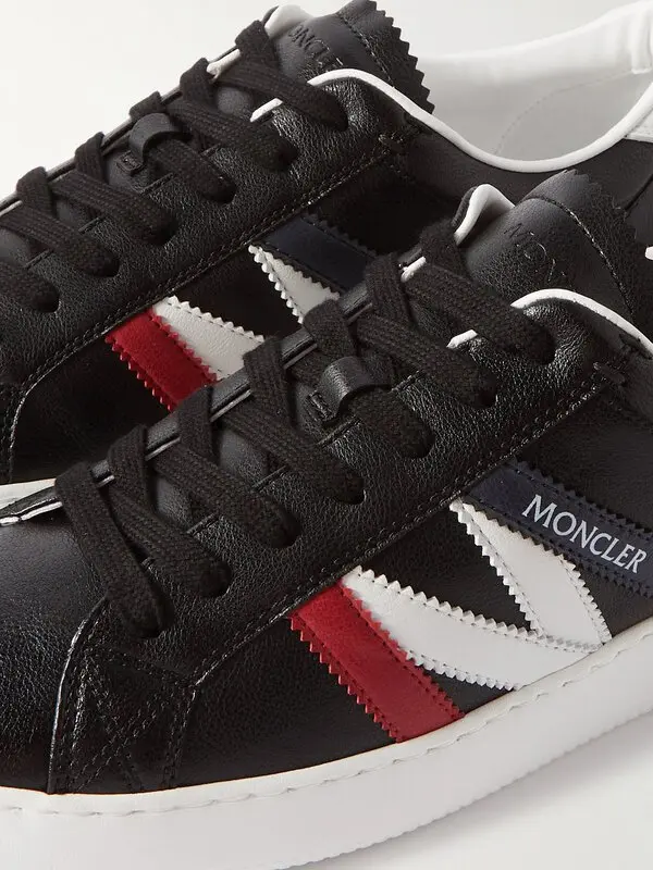 Moncler Monaco M Striped Leather Sneakers