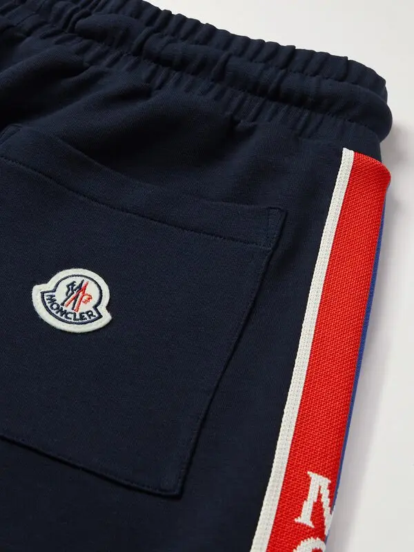 Moncler Tapered Webbing-trimmed Stretch-cotton Jersey Sweatpants