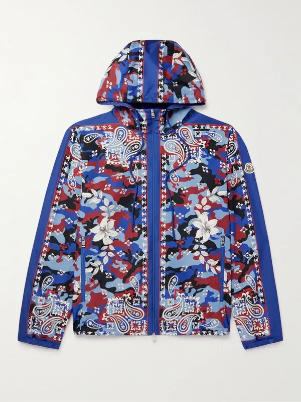 Moncler Hotay Printed Ripstop Hooded Jacket - Blue
