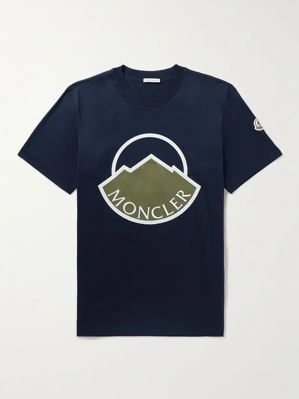 Moncler Logo-appliquéd Cotton-jersey T-shirt - Blue