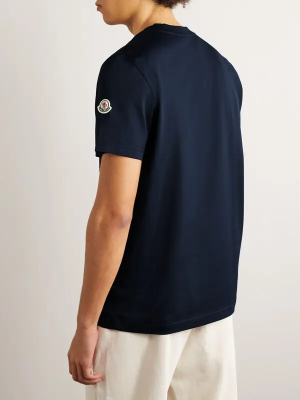 Moncler Logo-appliquéd Cotton-jersey T-shirt - Blue