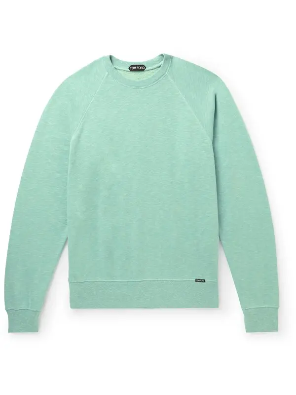 Tom Ford Brushed Cotton-Blend Jersey Sweatshirt It 52 In Green