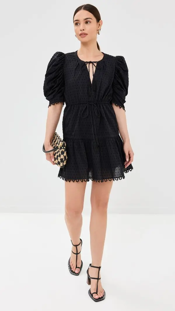 knee length dresses for ladies Farm Rio Belle Garden Black Mini Dress – Mode Sportif main image 0