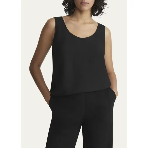 Lafayette 148 New York Finnley Scoop Neck Tank - Black
