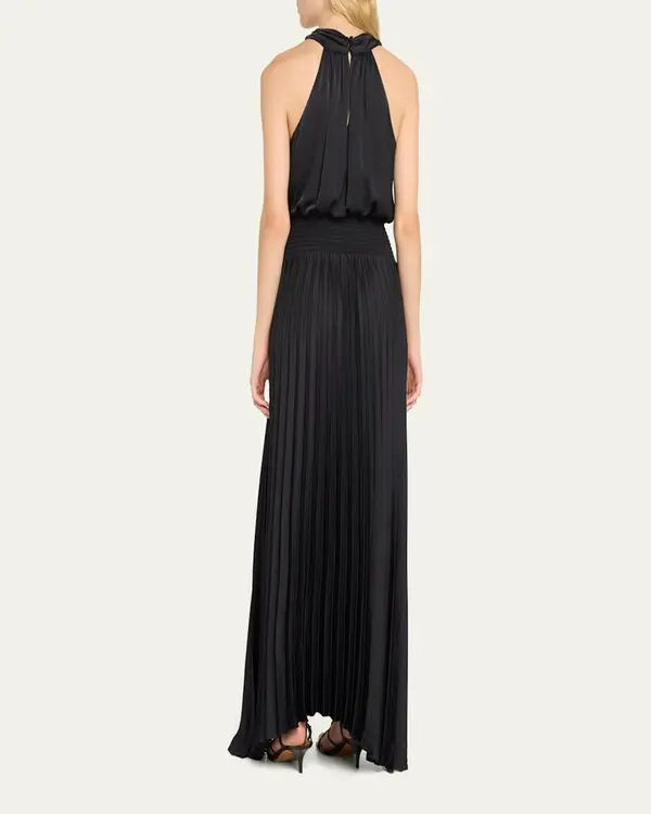 ramy brook arina pleated halter dress Ramy Brook Arina Halter Neck Pleated Maxi Dress size 2