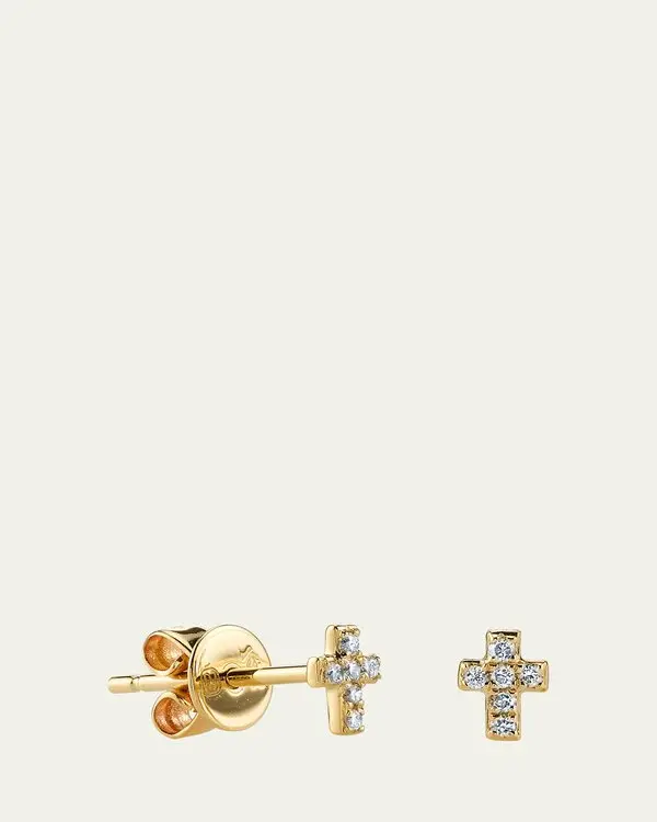 SYDNEY EVAN 14k Yellow Diamond Cross Single Stud Earring