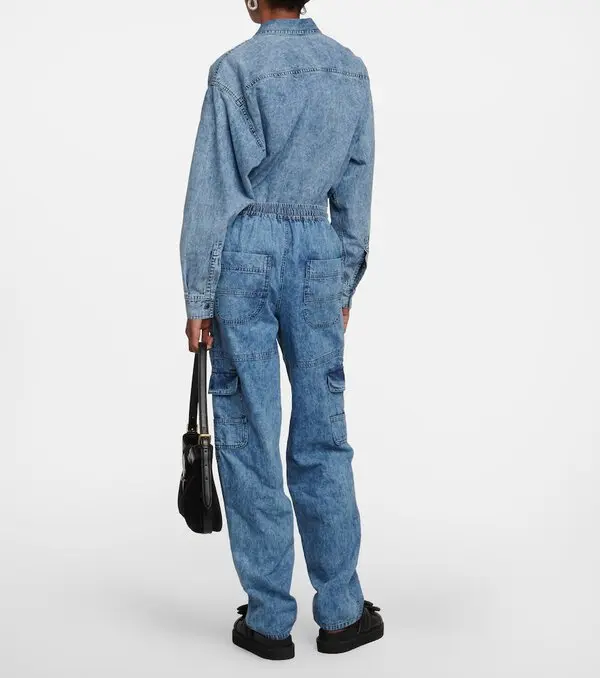 MARANT ETOILE Viamao Straight Cotton Chambray Pants - Blue