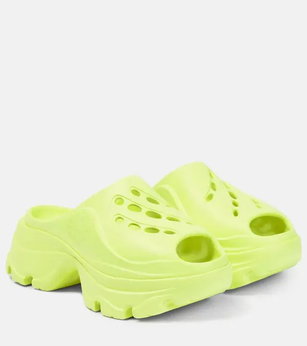 Adidas Logo-Embossed Perforated Clogs In Yellow 30% Off