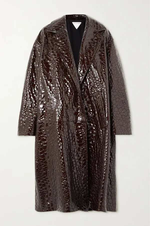 Bottega Veneta Croc-effect Patent-leather Coat