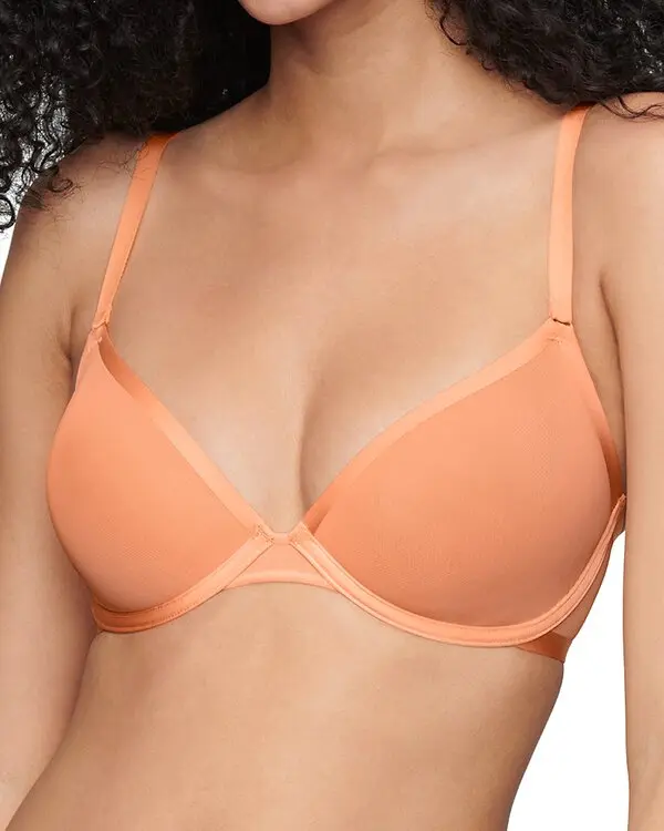 CUUP The Plunge Mesh Bra - Coral