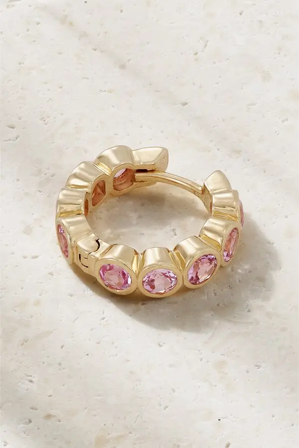 42 SUNS Small 14-karat Gold Sapphire Hoop Earring - Pink