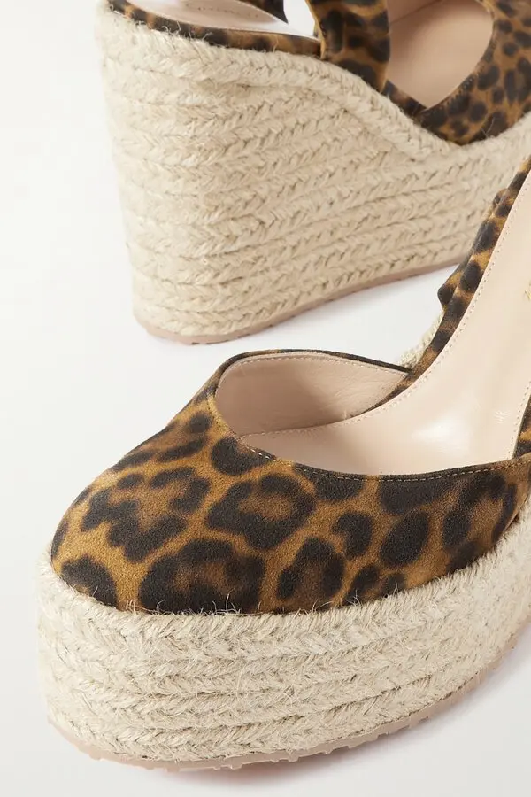 GIANVITO ROSSI 70 Leopard-print Suede Wedge Espadrilles