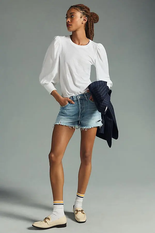 NATION LOS ANGELES Loren Puff-sleeve Tee - White
