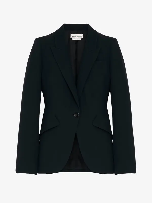 Alexander McQueen Peak Shoulder Leaf Crepe Jacket - Black