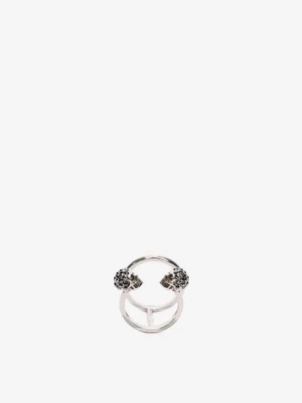 Alexander McQueen Twin Skull Double Ring - Silver-finish