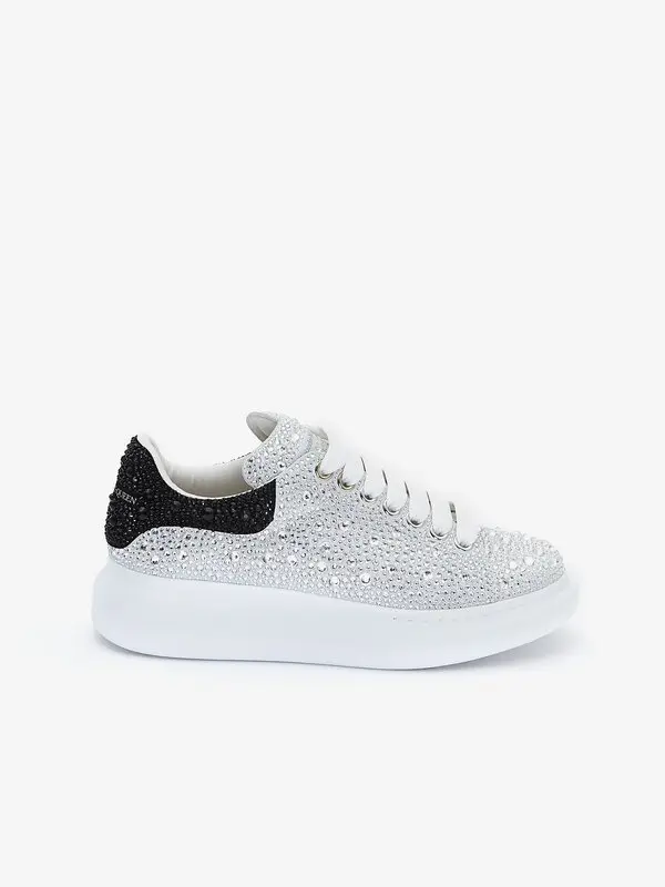 Alexander McQueen Crystal-embellished Oversized Sneakers - White/crystal