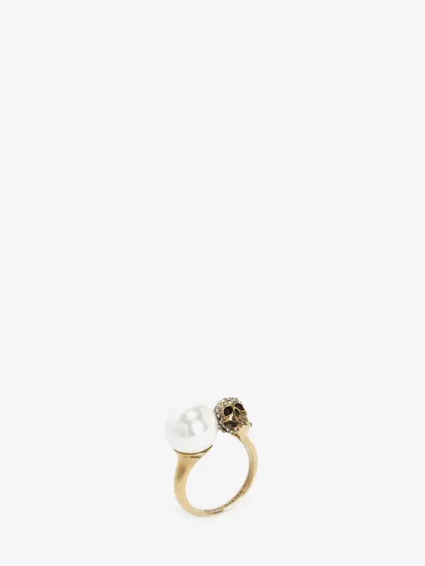 Alexander McQueen Pearl And Crystal Skull Ring