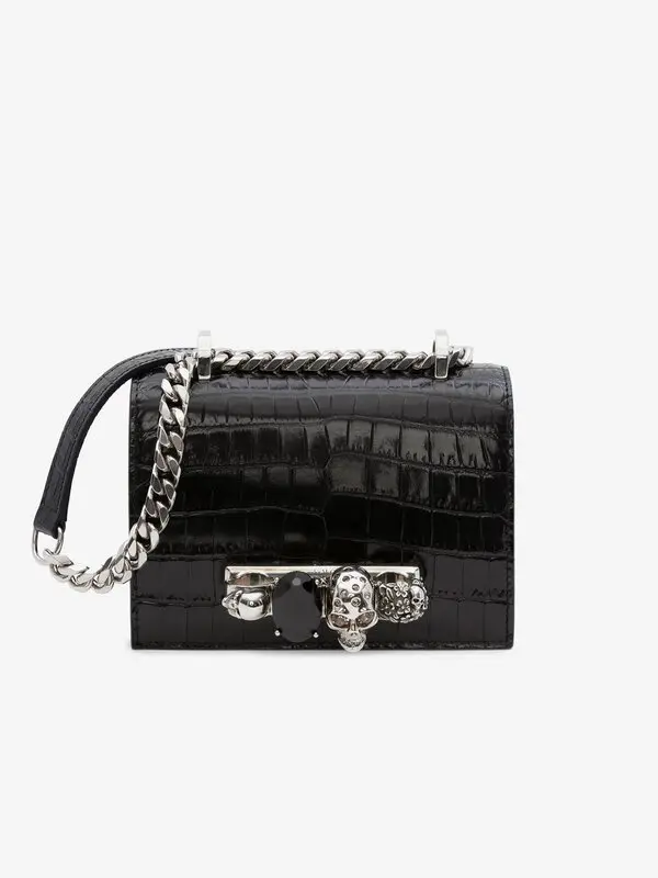 Alexander McQueen Mini Jewelled Satchel - Black/silver