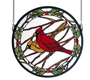 MEYDA Tiffany Cardinal Stained Glass Window Panel - One-color