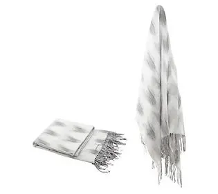 BARBARA KING Lightweight Soft Spacey Fringed Th Row Blanket - One-color