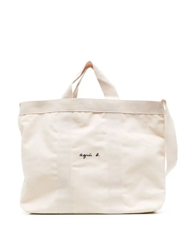 AGNES B. Logo-print Canvas Tote