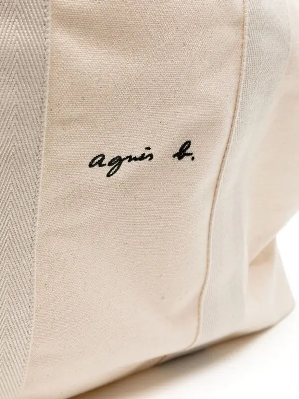 AGNES B. Logo-print Canvas Tote